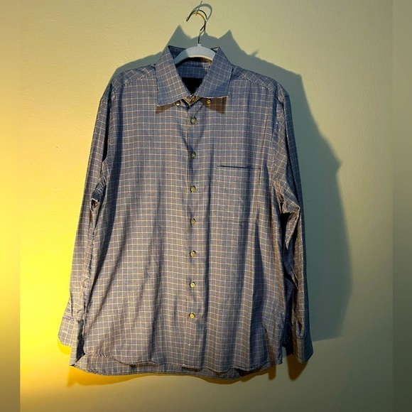 Scott Barber | Shirts | Scott Barber Dress Shirt Mens Large Yellow Blue ...